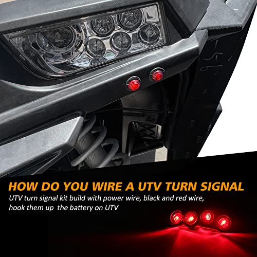 SUNPIE UTV Turn Signal Kit, UTV Street Legal Kit with Red LED&Rocker Switch & 2 Feet Extension Wire&Drill Compatible with Polaris,Pioneer,Talon,Can-Am,Kawasaki,Arctic Cat 2015-2024