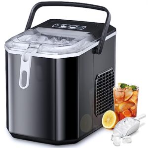 cowsar ice makers countertop, portable ice maker machine 6 mins/9 pcs bullet 26.5lbs/24hrs with self-cleaning, ice scoop and basket, ice maker for party/kitchen/home/office