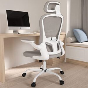 office chair, high back ergonomic desk chair, breathable mesh desk chair with adjustable lumbar support and headrest, swivel task chair with flip-up armrests, executive chair for home office