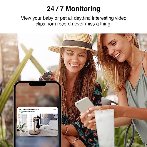 BOTSLAB Smart Pan Tilt Camera, 2K WiFi Indoor Home Security Dome Camera with Human and Motion Detection, Night Vision Baby Monitor, Compatible with Alexa