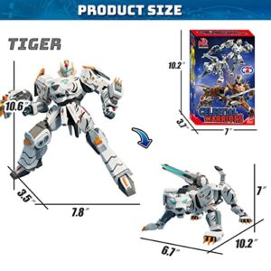 Wenbeier Animal Turn into 10" Robot Toys Tiger Action Figure for Kids Deformation Assembly Robot for Boys & Girls Ages 6-12