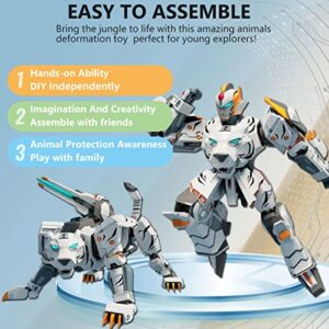 Wenbeier Animal Turn into 10" Robot Toys Tiger Action Figure for Kids Deformation Assembly Robot for Boys & Girls Ages 6-12