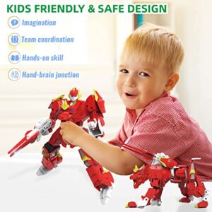 Wenbeier Animal Assembly Robot Toys Tiger Action Figure for Kids 10-in Deformation Robot for Boys & Girls Ages 6-12 (Red)