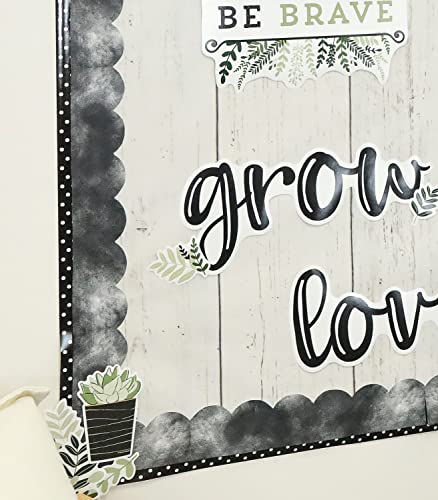 Carson Dellosa Farmhouse 65 Ft Scalloped Chalkboard Black Bulletin Board Borders, Modern Farmhouse Classroom Borders for Bulletin Board, White Board, and Classroom Décor, Bulletin Board Trim