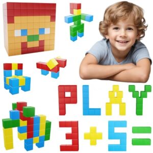 intock magnetic blocks, magnetic cubes educational toys, improved award winning magnetic building blocks for kids, 40 pieces colorful autism toys magic cube sensory toys for kids