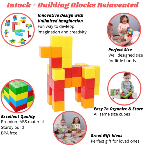 Intock Magnetic Blocks, Magnetic Cubes Educational Toys, Improved Award Winning Magnetic Building Blocks for Kids, 40 Pieces Colorful Autism Toys Magic Cube Sensory Toys for Kids