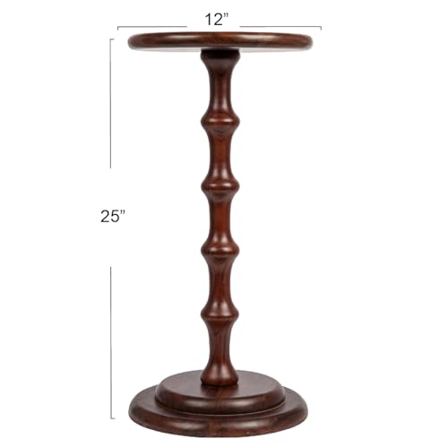 Creative Co-Op Ergo Pedestal Cocktail Side Table, Dark Chestnut