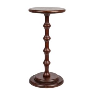 Creative Co-Op Ergo Pedestal Cocktail Side Table, Dark Chestnut