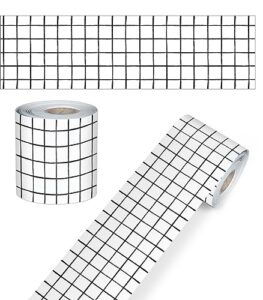 carson dellosa creatively inspired 65 ft straight black and white grid bulletin board borders, classroom borders for bulletin board, white board, and classroom décor, bulletin board trim