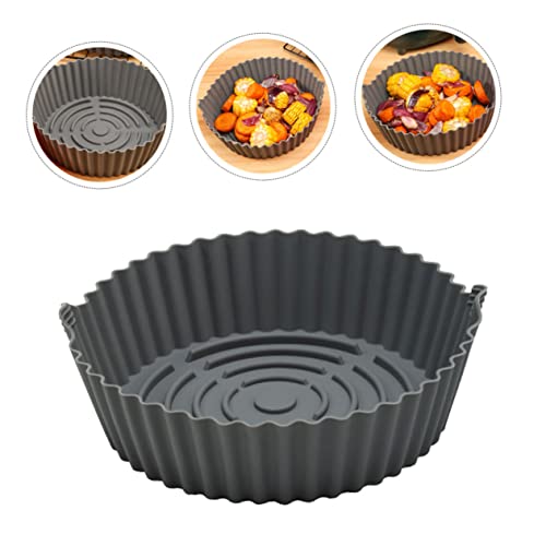 Air Fryer Liner Air Fryer Pan Air Fryer Grill Pan Deep Fryer Air Oven Baking Oven Pot Oven Liner Air Fryer Liner Pot for Air Fryer Reusable Air Fryer Pot Grey