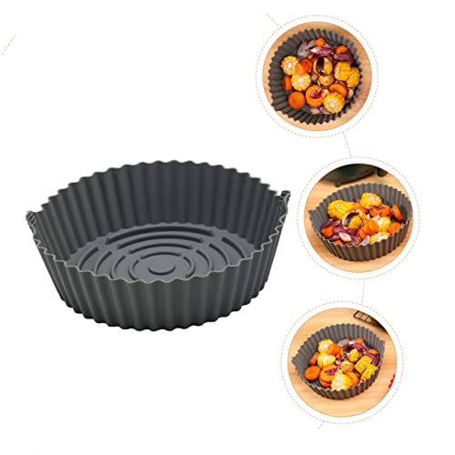 Air Fryer Liner Air Fryer Pan Air Fryer Grill Pan Deep Fryer Air Oven Baking Oven Pot Oven Liner Air Fryer Liner Pot for Air Fryer Reusable Air Fryer Pot Grey