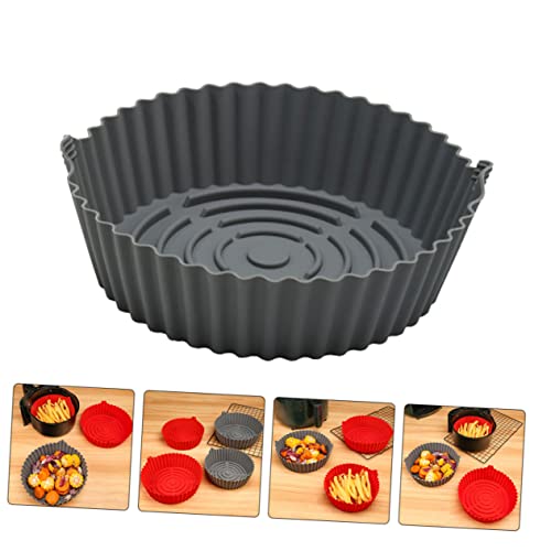 Air Fryer Liner Air Fryer Pan Air Fryer Grill Pan Deep Fryer Air Oven Baking Oven Pot Oven Liner Air Fryer Liner Pot for Air Fryer Reusable Air Fryer Pot Grey