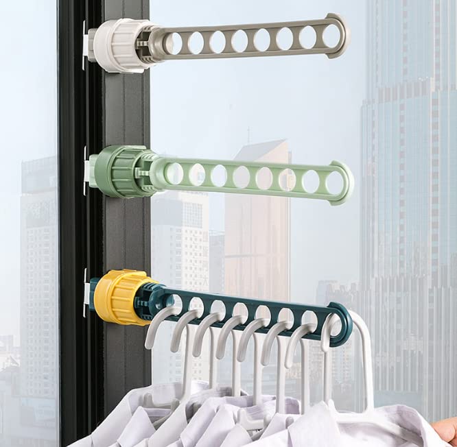 Window Frame Clothes Hanging Rack Adjustable Home Accessories for Clothes Stand Portable 8-Holes Drying Rack (Grey)