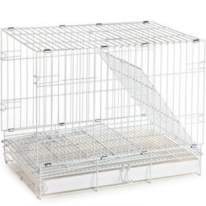 Two Size, Durable Metal Travel or Veterinary Collapsable Parrot Bird Carrier Cage (White, 24" x 16.5" x 20.5"H)