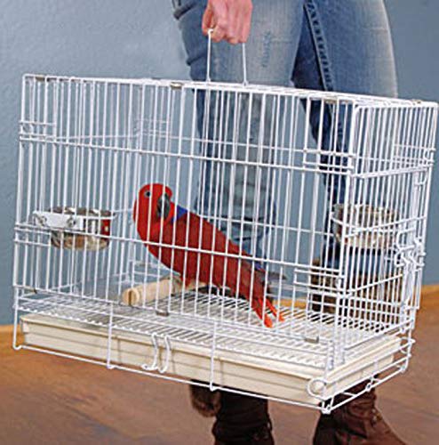 Two Size, Durable Metal Travel or Veterinary Collapsable Parrot Bird Carrier Cage (White, 24" x 16.5" x 20.5"H)