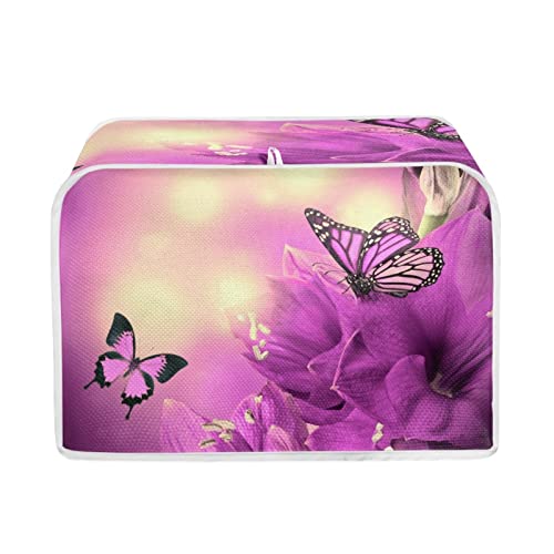 Yzaoxia Butterfly Print Toaster Dust Cover 4 Slice Microwave Toaster Oven Cover for Kitchen Appliance Dust Cover Bread Toaster Oven Cloth Cover Fingerprint Protection Purple