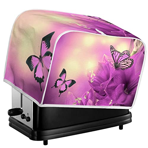 Yzaoxia Butterfly Print Toaster Dust Cover 4 Slice Microwave Toaster Oven Cover for Kitchen Appliance Dust Cover Bread Toaster Oven Cloth Cover Fingerprint Protection Purple