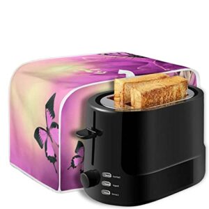 Yzaoxia Butterfly Print Toaster Dust Cover 4 Slice Microwave Toaster Oven Cover for Kitchen Appliance Dust Cover Bread Toaster Oven Cloth Cover Fingerprint Protection Purple