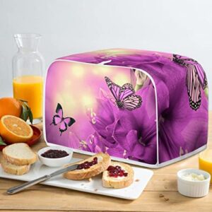 Yzaoxia Butterfly Print Toaster Dust Cover 4 Slice Microwave Toaster Oven Cover for Kitchen Appliance Dust Cover Bread Toaster Oven Cloth Cover Fingerprint Protection Purple