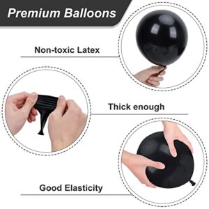 RUBFAC 65pcs Black Latex Balloons, 12 Inches Helium Party Balloons with Ribbon for Wedding, Birthday, Graduation, Baby Shower, Bridal Shower, Anniversary Arch Garland Decoration