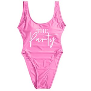 MUZHI The Party Retro 80s/90s Inspired High Cut Low Back Padding One Piece Swimwear Baby Pink Small