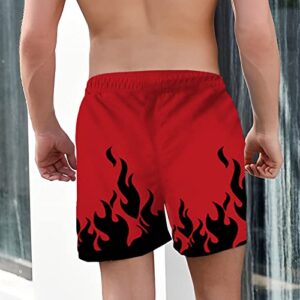 Alaiyaky Anime Men’s Swim Trunks Elastic Waist Board Quick Dry Board Shorts with Pockets for Men Summer Beach Bathing Suits (as1, Alpha, s, Regular, Regular, Black-Red)