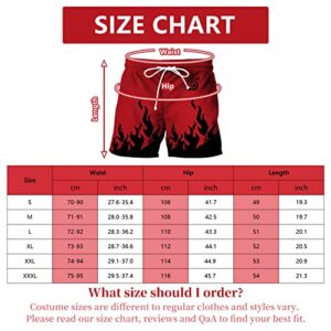 Alaiyaky Anime Men’s Swim Trunks Elastic Waist Board Quick Dry Board Shorts with Pockets for Men Summer Beach Bathing Suits (as1, Alpha, s, Regular, Regular, Black-Red)