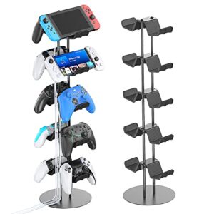 kytok controller stand 5 tiers with cable organizer for desk, universal controller display stand compatible with xbox ps5 ps4 nintendo switch, headset holder & desk mounts for 10 packs controller