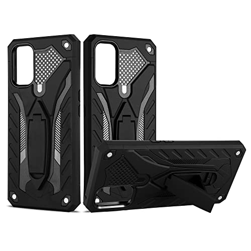 Back Case Cover Compatible with Oppo Realme 7 Pro,Military Grade Strong Two Layer PU+TPU Hybrid Full Body Case,Bracket Protective Dustproof Shockproof Cover Protective Case (Color : Dark Night Black