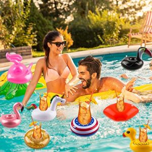 Sonarun 50 Pack Inflatable Drink Holders Float Toy Inflatable Pool Cup Coasters Pool Float Swimming Drinking Holder with Air Pump for Swimming Pool Beach Holiday Party Supplies