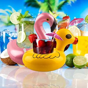 Sonarun 50 Pack Inflatable Drink Holders Float Toy Inflatable Pool Cup Coasters Pool Float Swimming Drinking Holder with Air Pump for Swimming Pool Beach Holiday Party Supplies