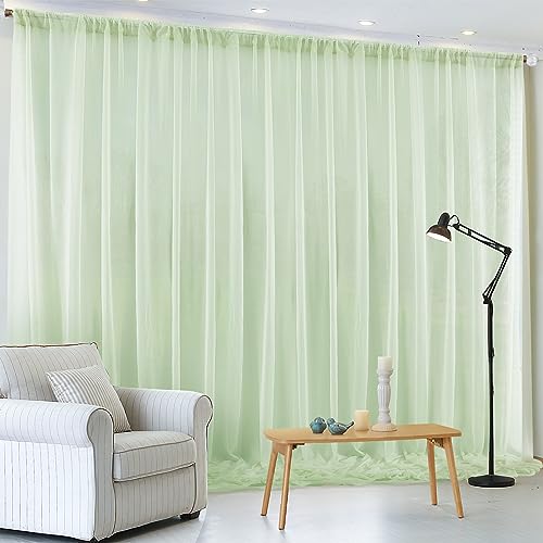 Sage Green Chiffon Sheer Backdrop Curtain for Wedding, Parties, Sage Green Arch Drapes for Backdrop Decoration,Wrinkle-Free 10ft x 10ft