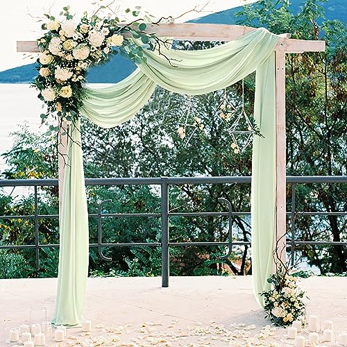 Sage Green Chiffon Sheer Backdrop Curtain for Wedding, Parties, Sage Green Arch Drapes for Backdrop Decoration,Wrinkle-Free 10ft x 10ft