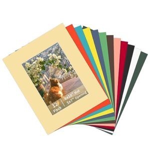 zbeivan 12 packs mixed colors 8x10 picture frame mats for 5x7 photos, artworks and prints, white core bevel cut frame mattes