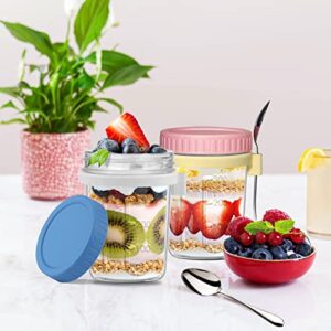 2 PACK Overnight Oats Containers with Lids and Spoon, 12 fl oz (350ml) Overnight Oats Jars, Glass Meal Prep Containers Mason Jars for Overnight Oats, Oatmeal Container Wide Mouth Large Capacity