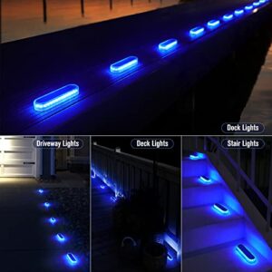 Honalia Solar Dock Lights Marine, 6 Pack Solar Driveway Lights Stick on Dock Lights Solar Powered Waterproof IP68, Blue Solar Lights Outdoor for Driveway Deck Patio Walkway Pathway Backyard.