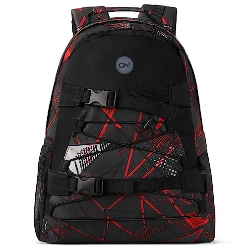 Choco Mocha Boys Red Black Backpack for Elementary Middle School, Large Backpack for Kids Teen Boys, 18 Inch