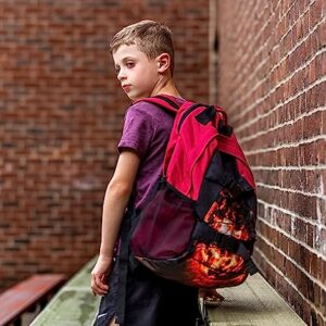 Choco Mocha Boys Red Black Backpack for Elementary Middle School, Large Backpack for Kids Teen Boys, 18 Inch