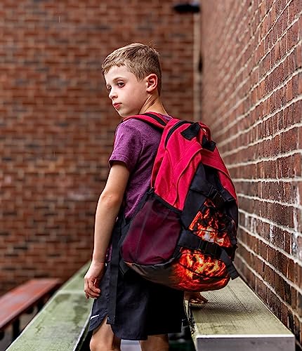 Choco Mocha Boys Red Black Backpack for Elementary Middle School, Large Backpack for Kids Teen Boys, 18 Inch