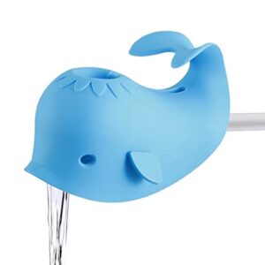 PandaEar Bath Spout Cover, Baby Bathtub Faucet Cover, Baby Shower Protector Cover for Kids Toddlers, Universal Fit -Whale (Blue)