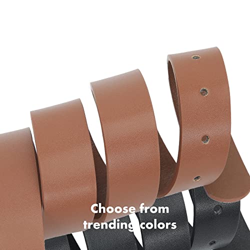 Earnda 2 Pack Women Belts for Jeans Dresses Fashion Gold Buckle Ladies Waist Belt Faux Leather Brown and Black Large 34-37