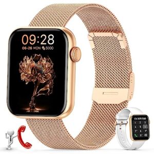 smart watch for women,bluetooth call answer/dail waterproof fitness smartwatch for android ios phone health touch screen smart watches blood pressure blood oxygen heart rate sleep monitor pedometer