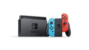 nintendo switch with neon blue and neon red joy‑con v2 (renewed premium)