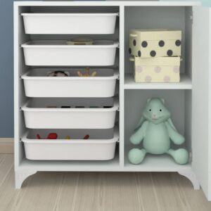 Dresser Closet Organizer and Storage Bins Drawer Toy Storage Chest Shelves Shoe Cabinet Rack Bookshelf Bathroom Office Kitchen Pantry Organizer Garage Organization (White, 5 Basket with Door)