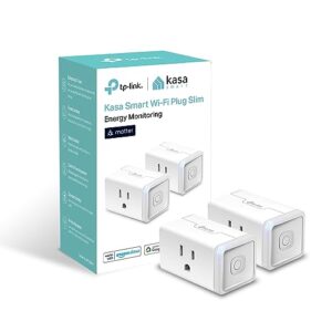 kasa matter smart plug w/ energy monitoring, compact design, 15a/1800w max, super easy setup, works with apple home, alexa & google home, ul certified, 2.4g wi-fi only, white, kp125m (2-pack)