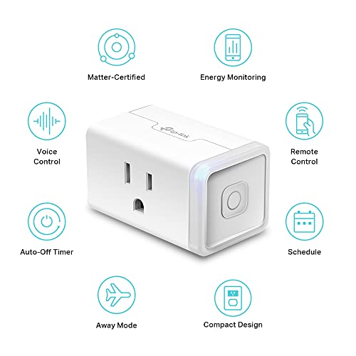 Kasa Matter Smart Plug w/ Energy Monitoring, Compact Design, 15A/1800W Max, Super Easy Setup, Works with Apple Home, Alexa & Google Home, UL Certified, 2.4G Wi-Fi Only, White, KP125M (2-Pack)