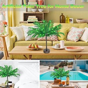 23In Lighted Palm Tree Table Decor, Tropical Artificial Palm Tree Lights Branches Battery USB Powered, LED Mini Light Up Palm Tree Decor Table Centerpiece for Luau Summer Hawaiian Party Tiki Bar Home