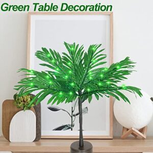 23In Lighted Palm Tree Table Decor, Tropical Artificial Palm Tree Lights Branches Battery USB Powered, LED Mini Light Up Palm Tree Decor Table Centerpiece for Luau Summer Hawaiian Party Tiki Bar Home