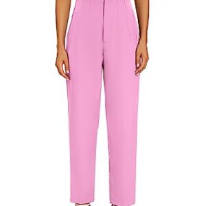 Kusogiay High Waist Dress Pant for Women Business Trousers Work Office Pants with Pockets(Large,Light Pink)