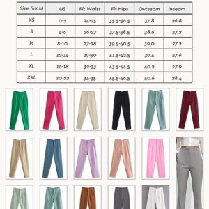 Kusogiay High Waist Dress Pant for Women Business Trousers Work Office Pants with Pockets(Large,Light Pink)